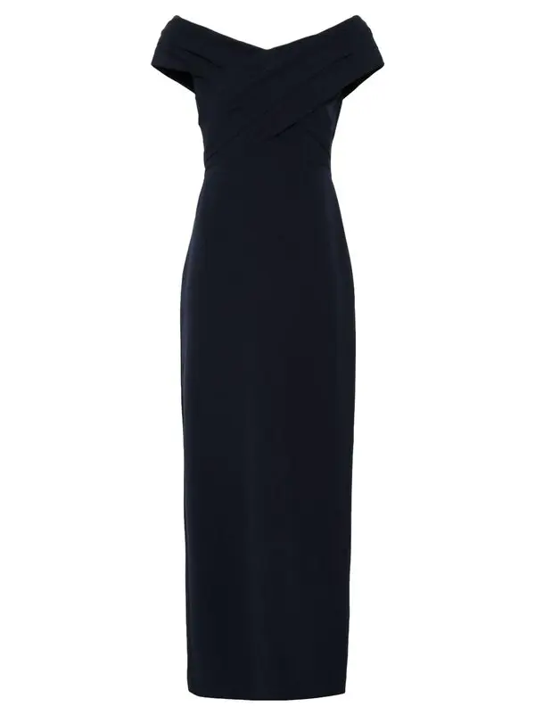 Ralph Lauren Off-shoulder Crepe Gown - Blue