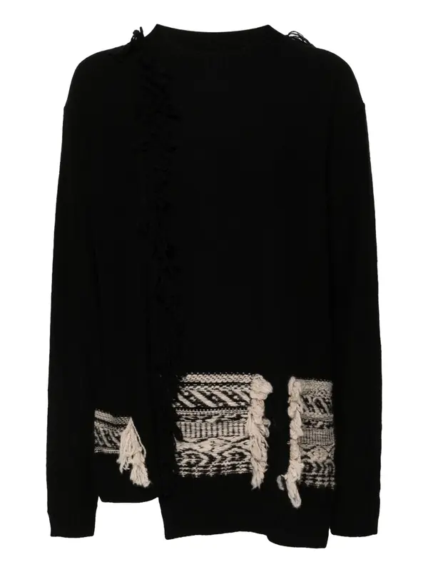 Y’s Fringed Asymmetric Jumper - Black