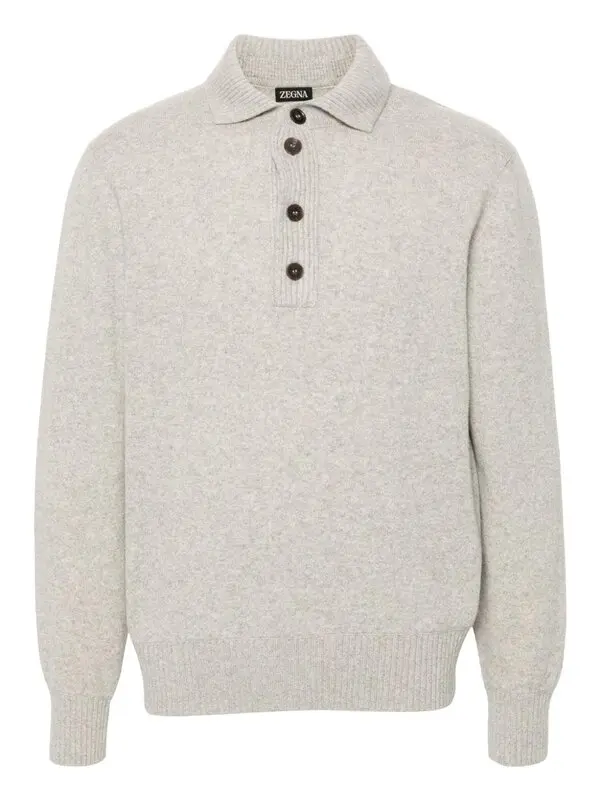 Zegna Knitted Polo Shirt - Neutrals