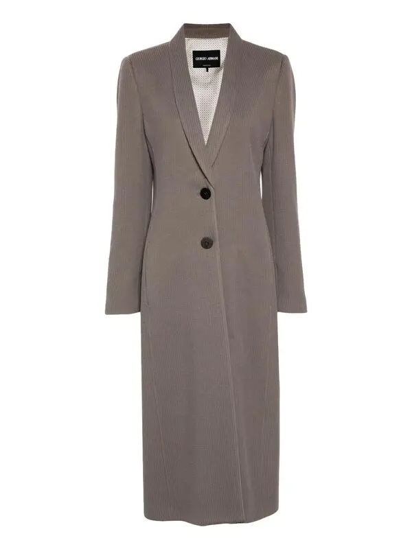 Giorgio Armani Canneté-jersey Long Coat - Neutrals