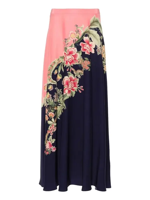 Etro A-line Silk Midi Skirt - Pink