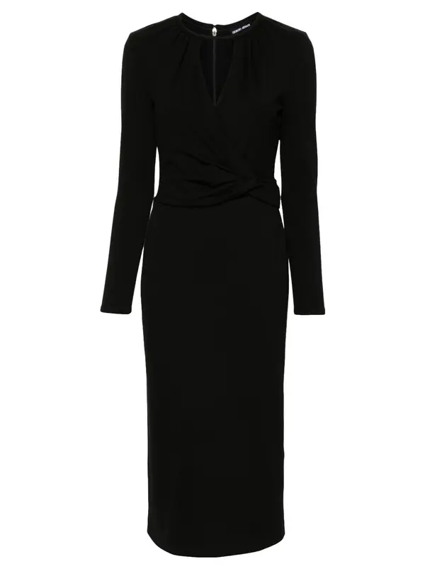 Giorgio Armani Long-sleeve Midi Dress - Black