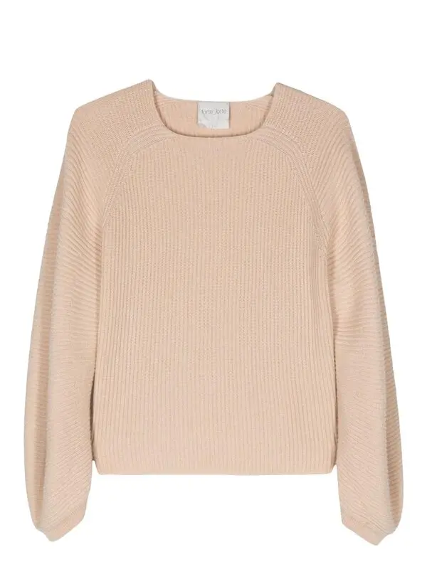 FORTE_FORTE Boat-neck Ribbed Jumper - Neutrals