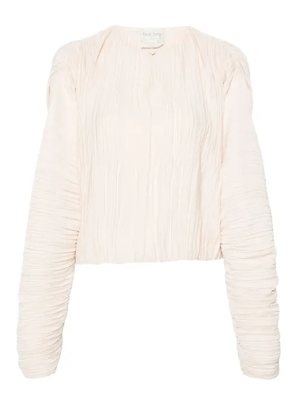 FORTE_FORTE Long-sleeve Pleated Blouse - Neutrals