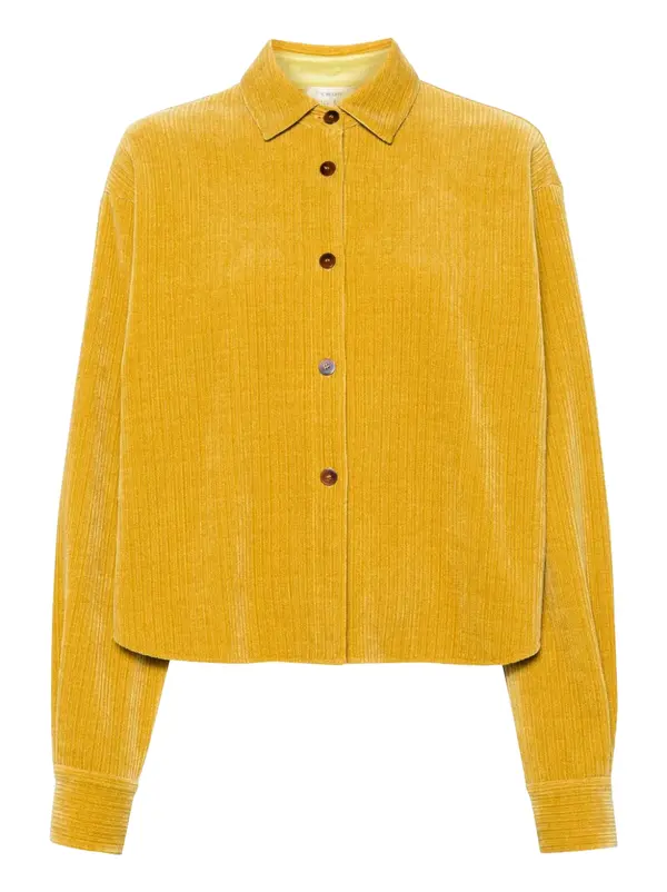 FORTE_FORTE Classic-collar Corduroy Shirt - Yellow