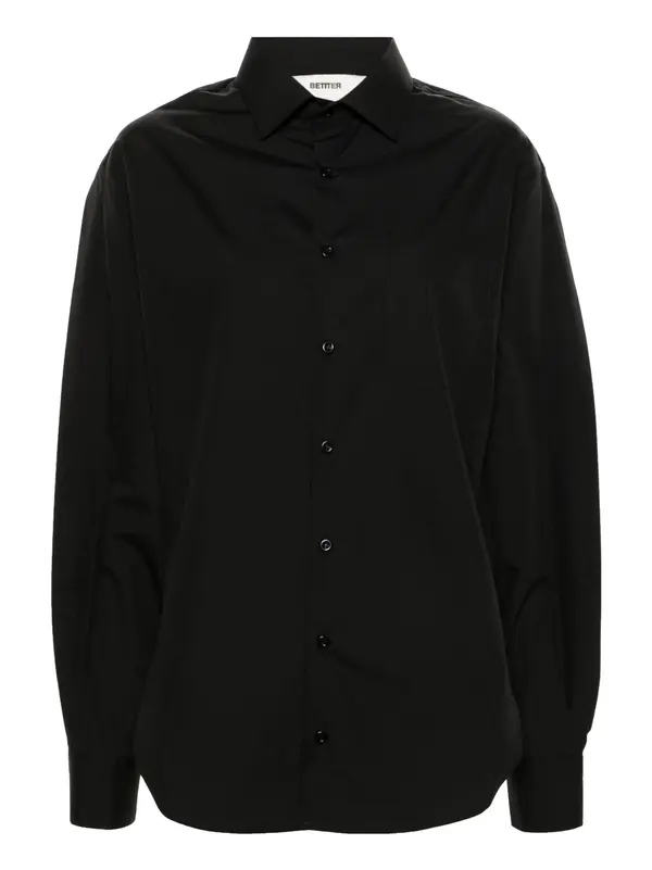 BETTTER Asymmetric Poplin Shirt - Black