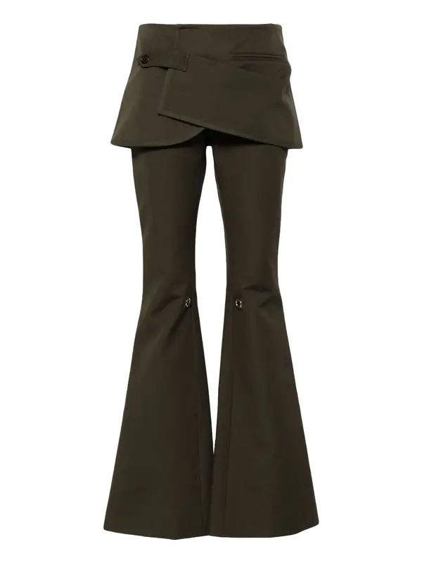 COURREGES Layered-skirt Bootcut Trousers - Green