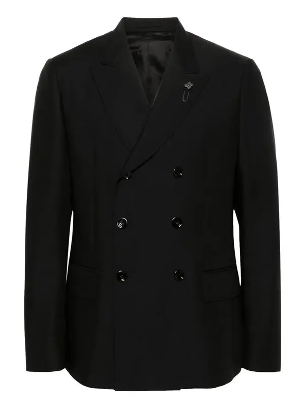 LARDINI Double-breasted Blazer - Black