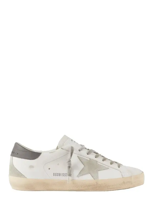 Golden Goose Super-star Distressed Leather Sneakers - White
