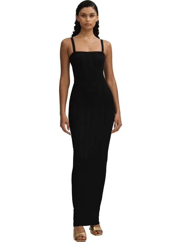 Good American Plisse Maxi Dress - Black