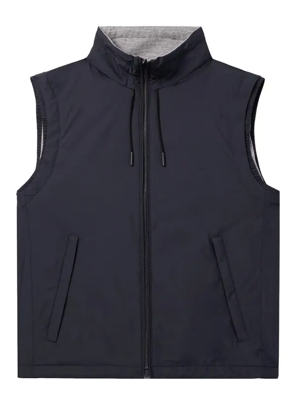 Zegna Reversible Shell And Cashmere-blend Twill Gilet - Blue