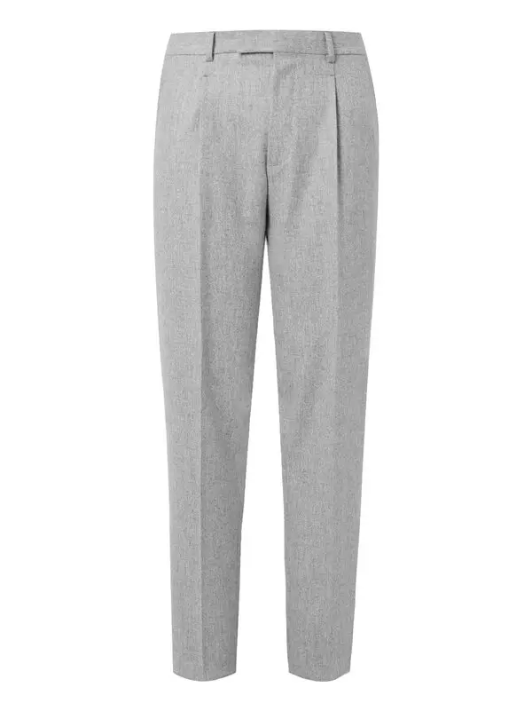 Zegna Straight-leg Pleated Wool-flannel Trousers - Gray