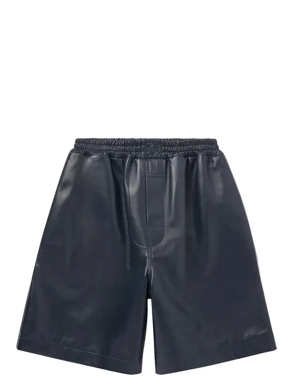Loewe Wide-leg Leather Shorts - Blue