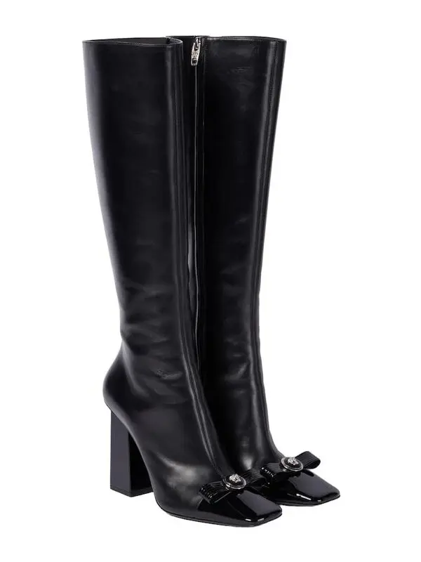 Versace Ribbon Knee-high Boots - Black