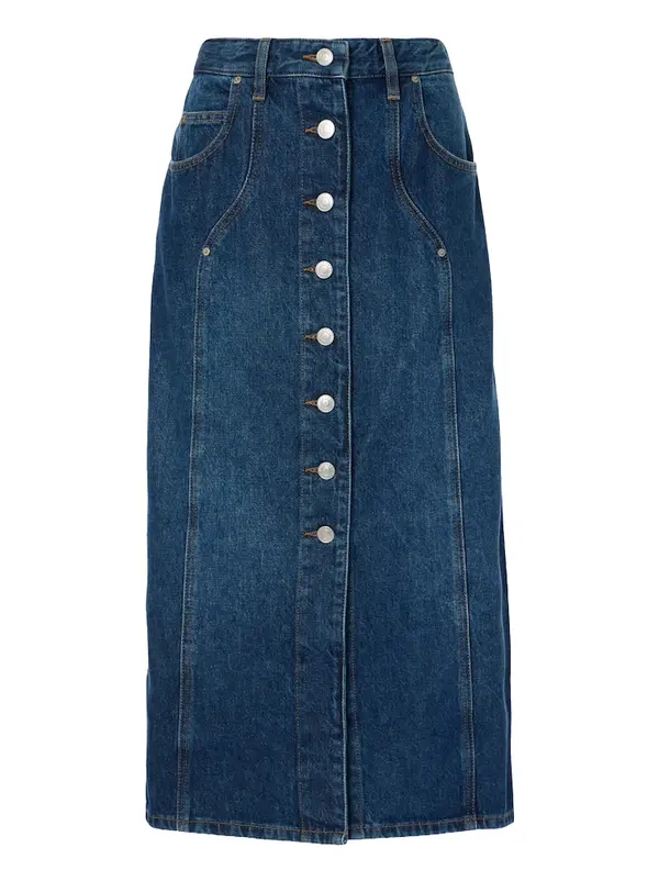 MARANT ETOILE Vandy Denim Midi Skirt - Blue
