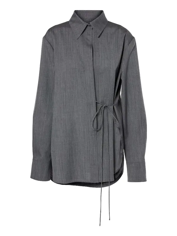 JIL SANDER Belted Wool Shirt - Grey