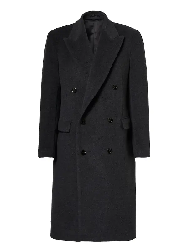 LARDINI Double-breasted Virgin Wool Overcoat - Grey