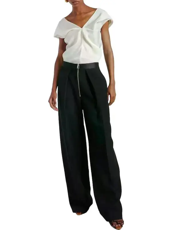 Khaite Marine Wide-leg Pants In Bark - Black