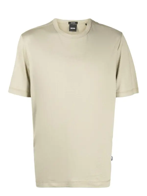 BOSS Logo-tag Cotton-lyocell Blend T-shirt - Neutrals