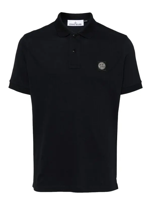 Stone Island Compass-badge Piqué Polo Shirt - Blue