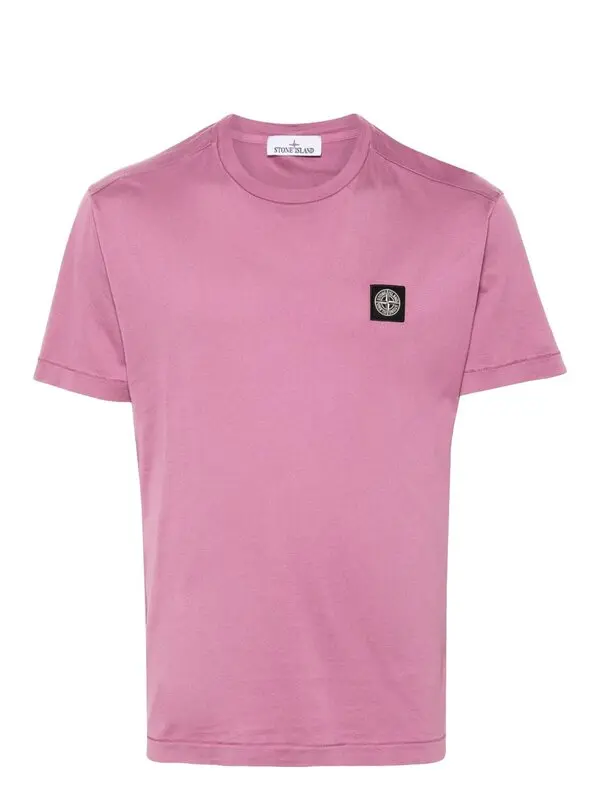 Stone Island Compass-patch Cotton T-shirt - Pink