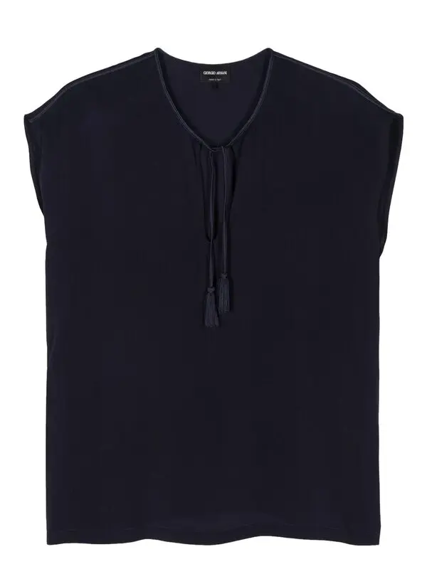 Giorgio Armani Georgette Silk Blouse - Blue
