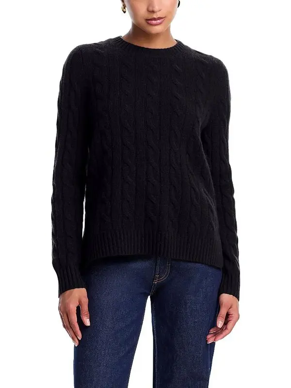 Bloomingdale'S Cable Knit Crewneck Sweater - Black