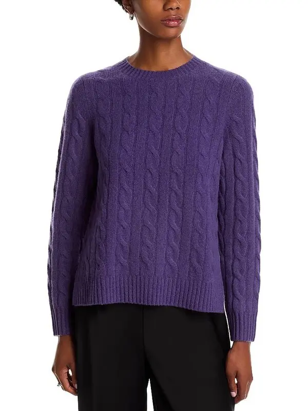 Bloomingdale'S Cable Knit Crewneck Sweater - Blackberry
