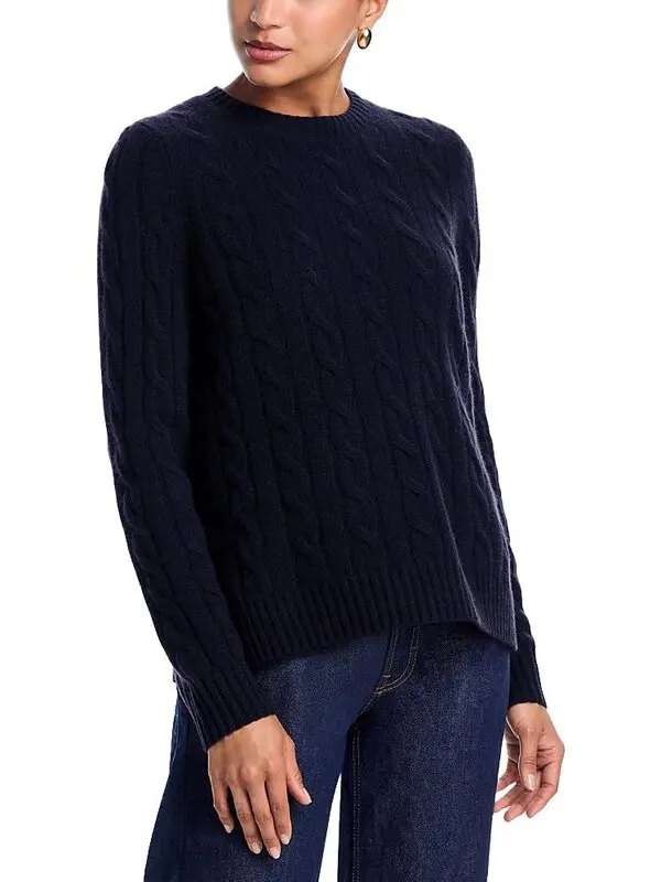 Bloomingdale'S Cable Knit Crewneck Sweater - Navy