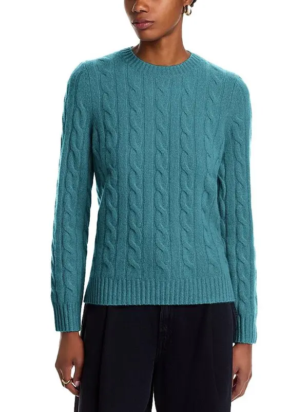 Bloomingdale'S Cable Knit Crewneck Sweater - Seafoam