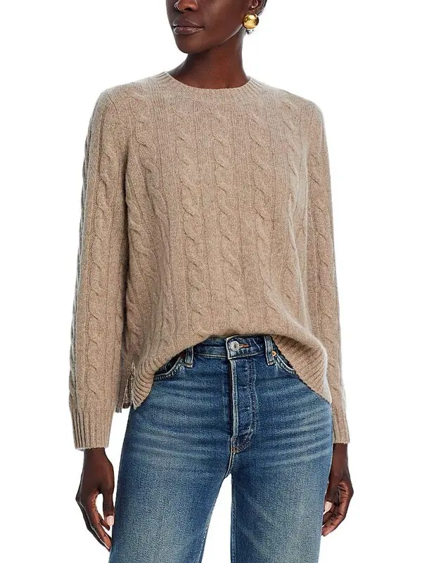 Bloomingdale'S Cable Knit Crewneck Sweater - Sesame