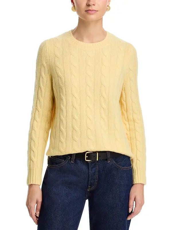 Bloomingdale'S Cable Knit Crewneck Sweater - Straw
