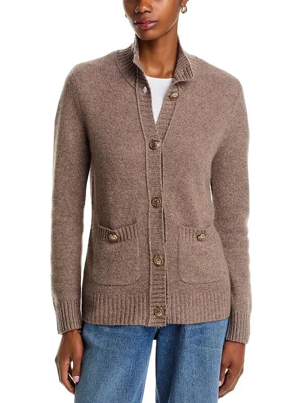 Bloomingdale'S C Exclusive Rib Knit Cardigan - Heather Rye Sesame Twist