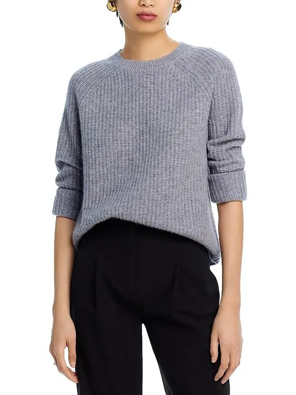 Bloomingdale'S C Exclusive Cashmere Shaker Stitch Raglan Sweater - Medium Gray