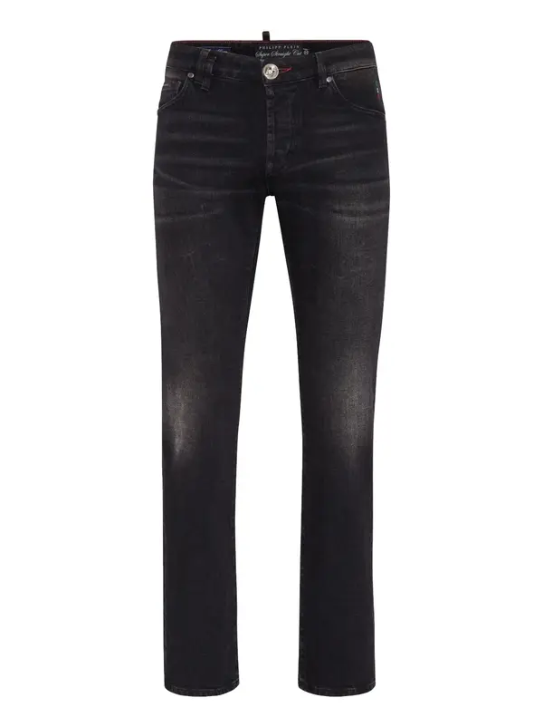 Philipp Plein Patch-detail Straight-leg Jeans - Black
