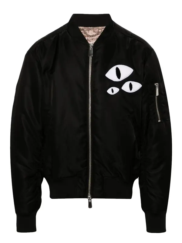 CHARLES JEFFREY Eye-patch Padded Bomber Jacket - Black