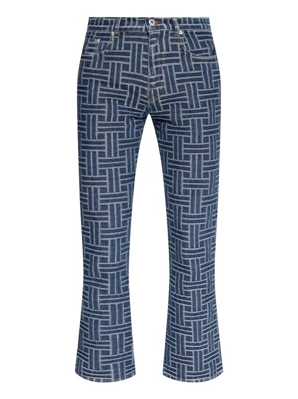 Kenzo Pattern Jacquard Flare Jeans - Blue
