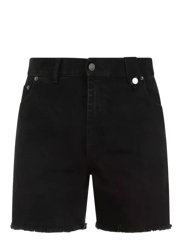 EGONLAB Frayed Hem Denim Shorts - Black