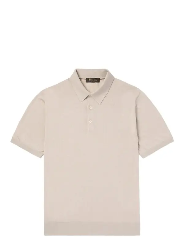 Loro Piana Slim-fit Wool, Silk And Cashmere-blend Polo Shirt - Neutrals