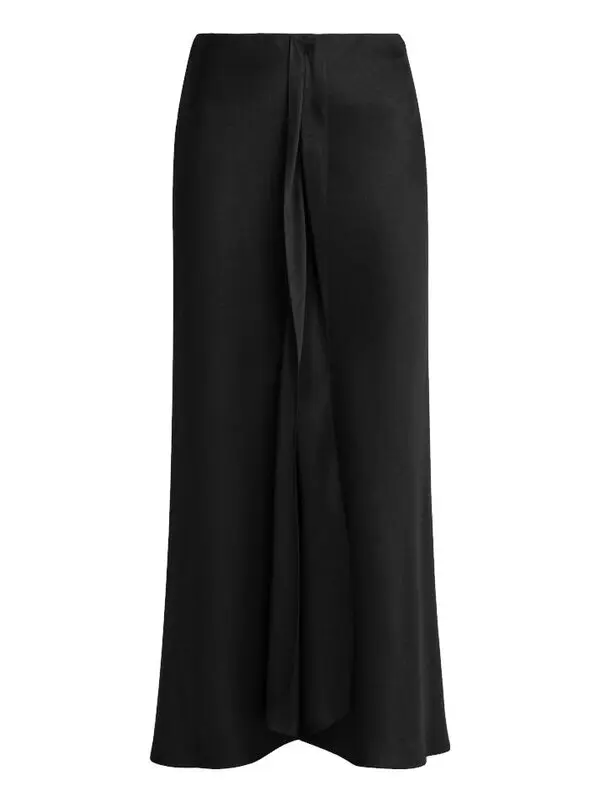 Giorgio Armani Draped Silk Slit Midi-skirt - Black