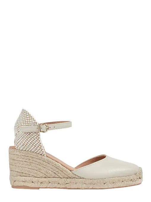 LK BENNETT Marissa Wedge-heel Leather Espadrilles - Cre-ecru