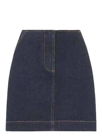 Whistles Contrast-stitch Denim Mini Skirt - Navy