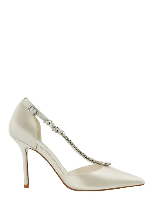 DUNE Devotional Satin Heeled Courts - Ivory-synthetic