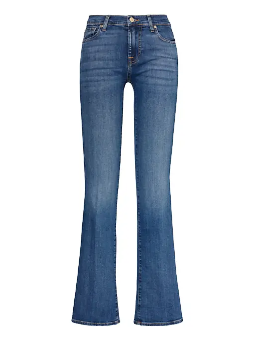 7 For All Mankind Bootcut Flared-leg Mid-rise Stretch-denim Jeans - Soho Light