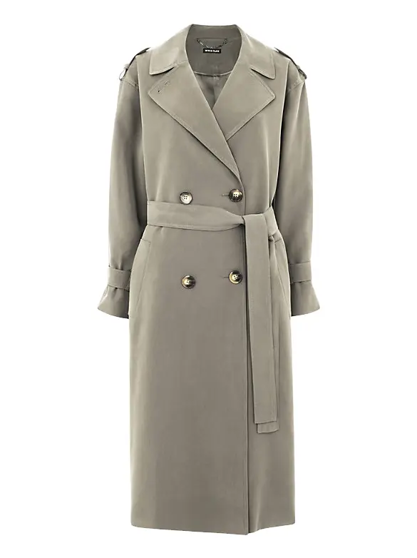 Whistles Riley Double-breasted Woven Trench Coat - Khaki/olive