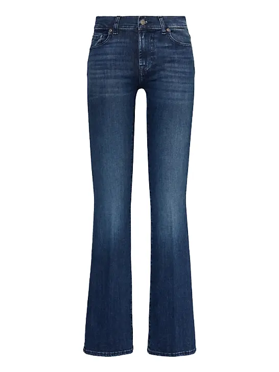 7 For All Mankind Bootcut Flared-leg Mid-rise Stretch-denim Jeans - Soho Dark