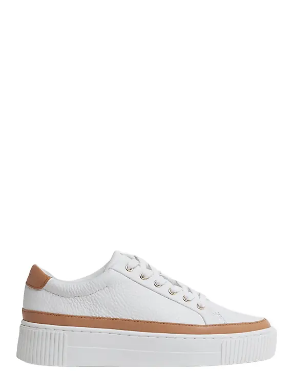 REISS Grained-leather Low-top Trainers - Camel/white