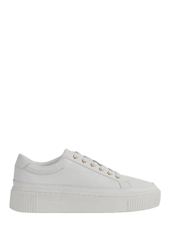 REISS Grained-leather Low-top Trainers - White