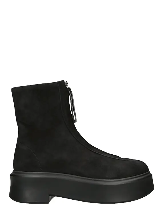 THE ROW Zipped-front Suede Platform-sole Ankle Boots - Black