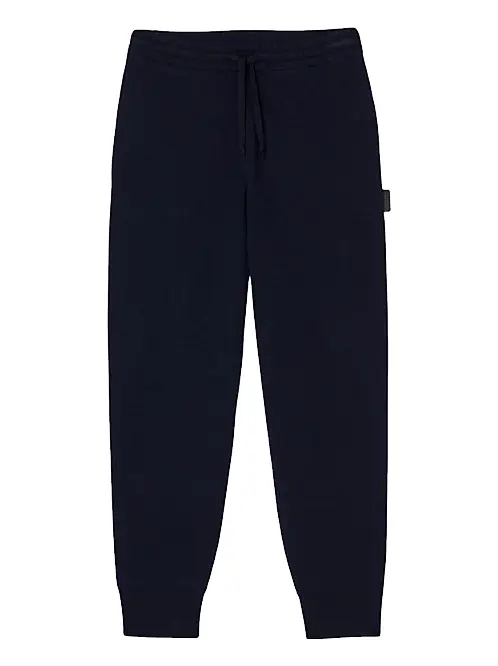 Sandro Logo-patch Regular-fit Stretch-woven Jogging Bottoms - Bleus